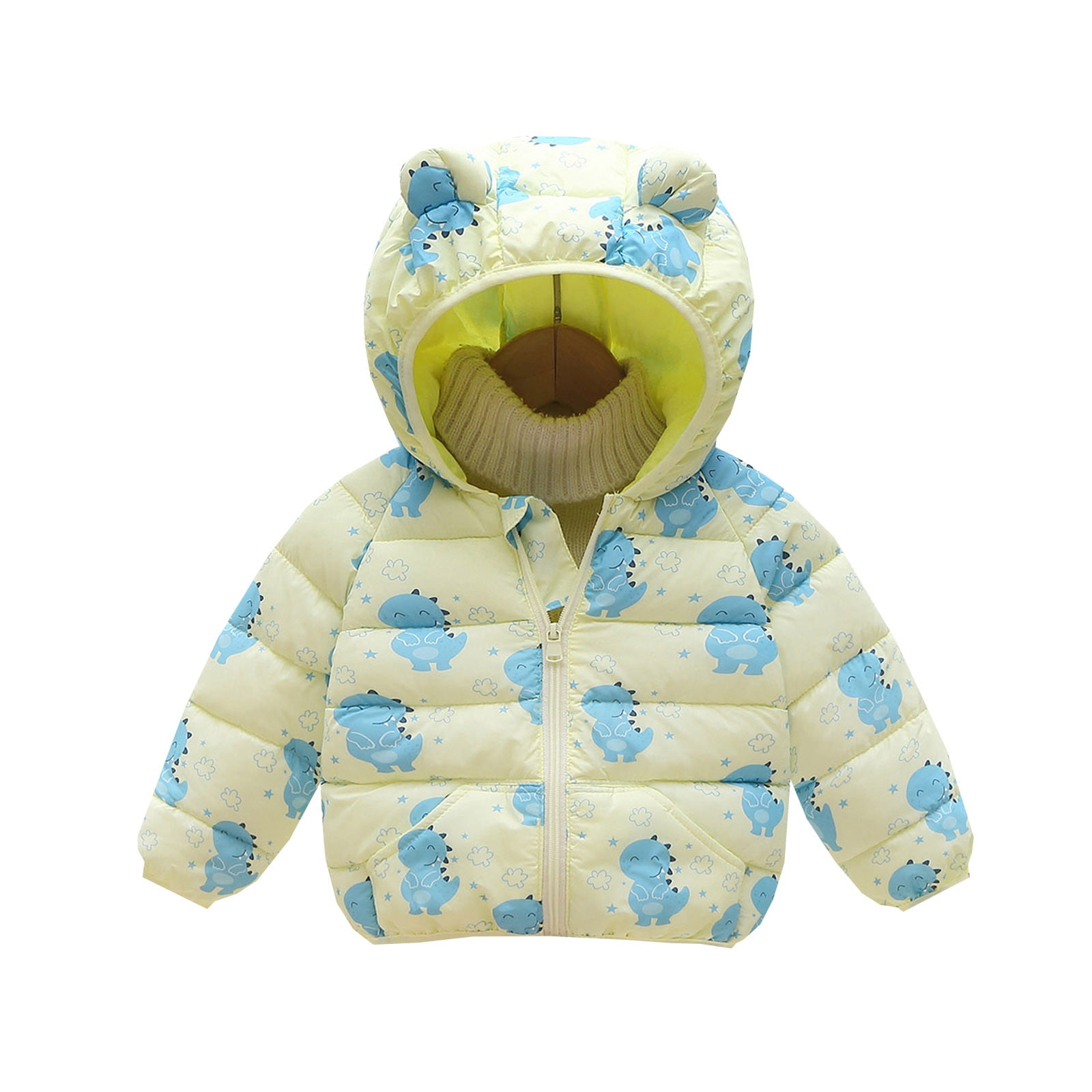 Curuila Kids Girls Down Coats Cute Cartoon Print Long Sleeve Crew Neck Hoods Winter Outerwear ...