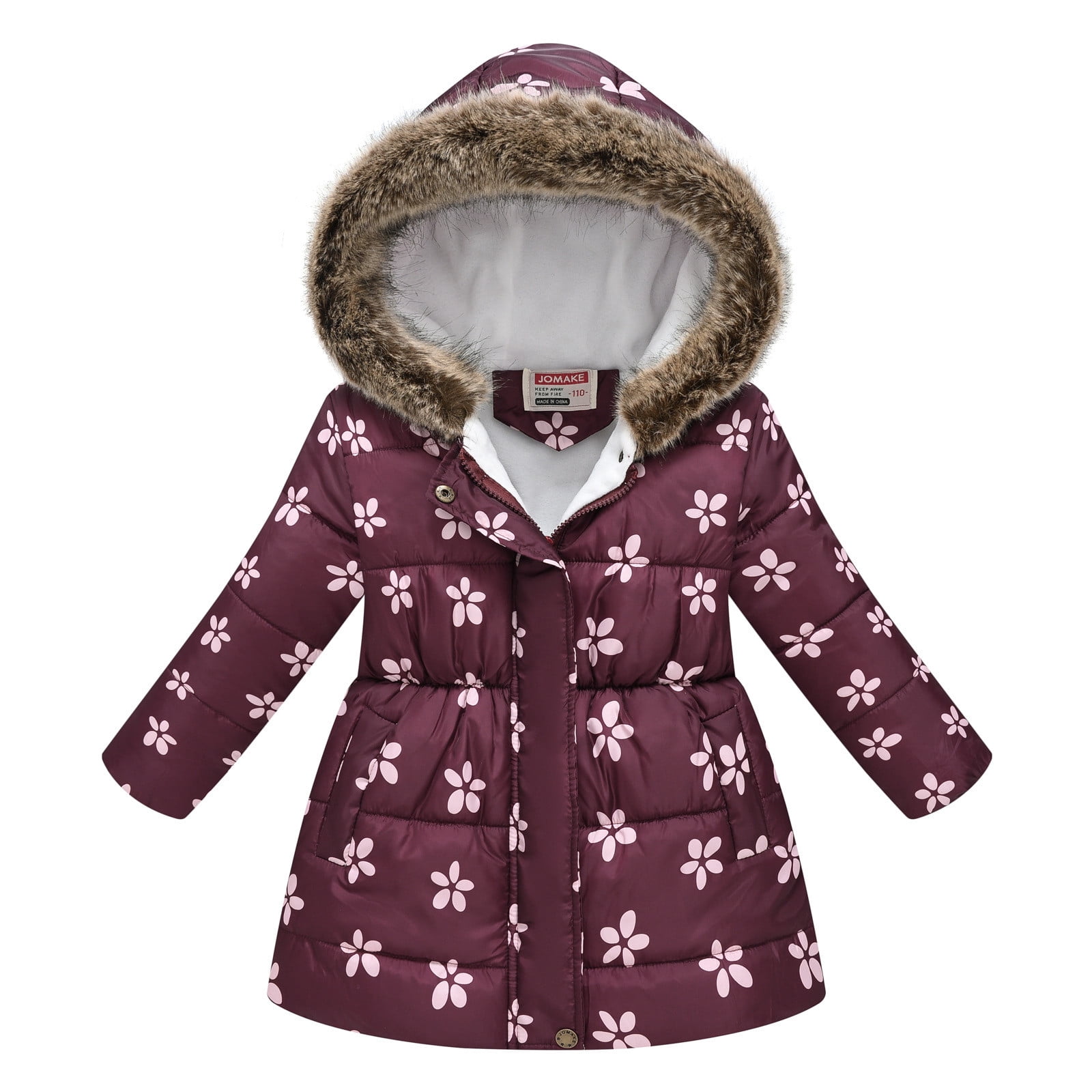 Curuila Kids Girls Jacket Long Sleeve Flower Cartoon Print Zipper ...