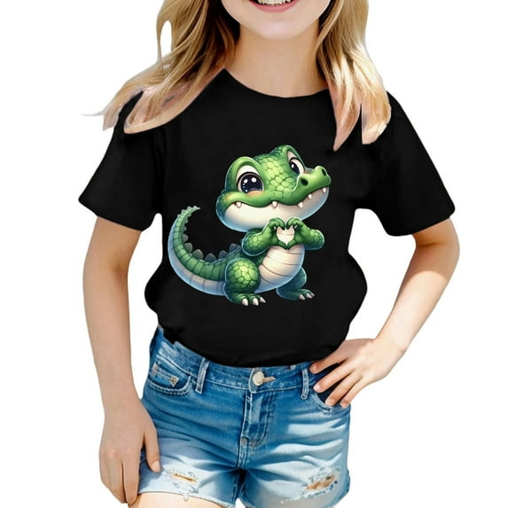 Curuila Kids Girls T Shirt Short Sleeve Casual Loose Fit Animal Print ...