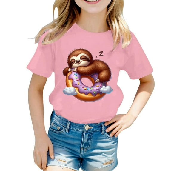 Curuila Kids Girls T Shirt Short Sleeve Casual Loose Fit Animal Print ...