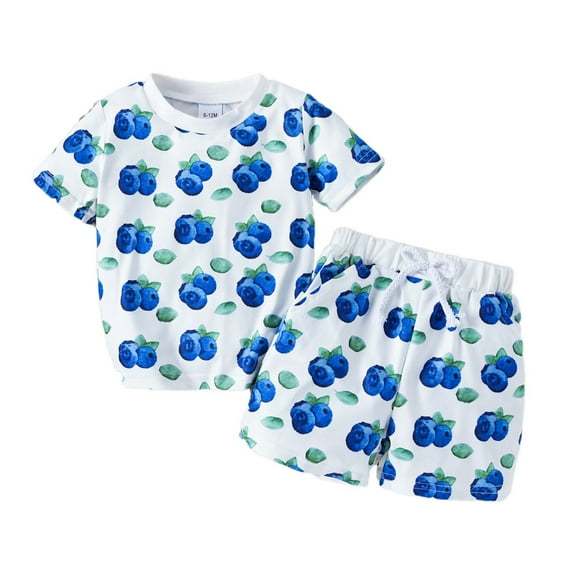 Curuila Kids Girls Two Piece Set Comfortable Flowers Print Short Sleeve ...