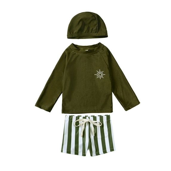 Curuila Kids Toddler Boys Two Piece Swimming Suits With Hat Long Sleeve ...