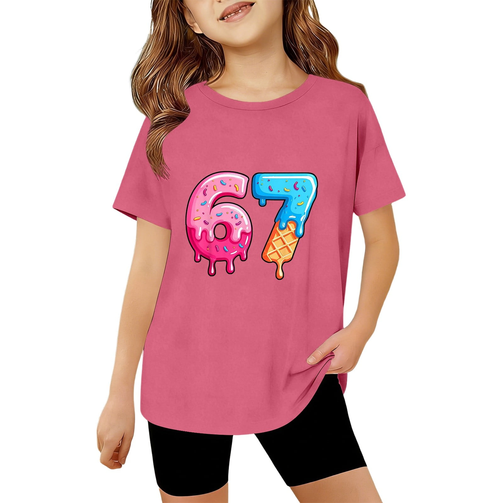 Curuila Kids Toddler Girls Boys T Shirts Loose Fit Cartoon Prints Crew ...
