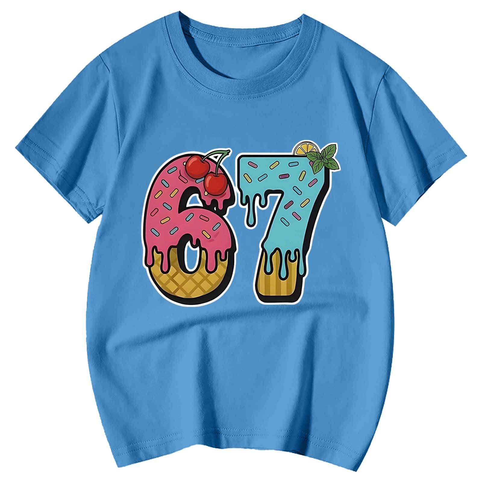 Curuila Kids Toddler Girls Boys Tops Number Print Crew Neck Short ...