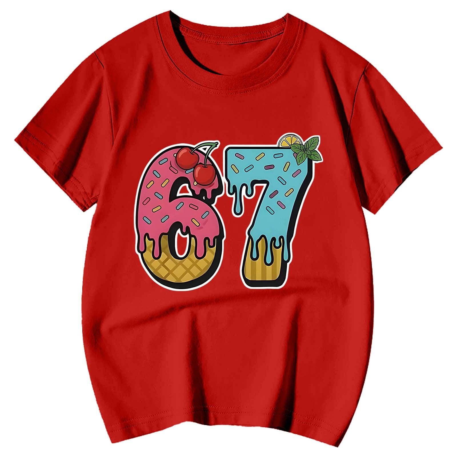 Curuila Kids Toddler Girls Boys Tops Number Print Crew Neck Short ...