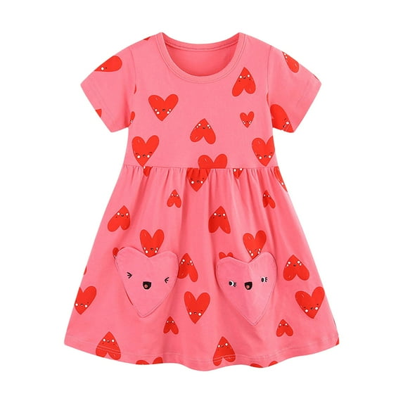 Curuila Kids Toddler Girls Dress Valentine'S Day Crew Neck Short Sleeve ...