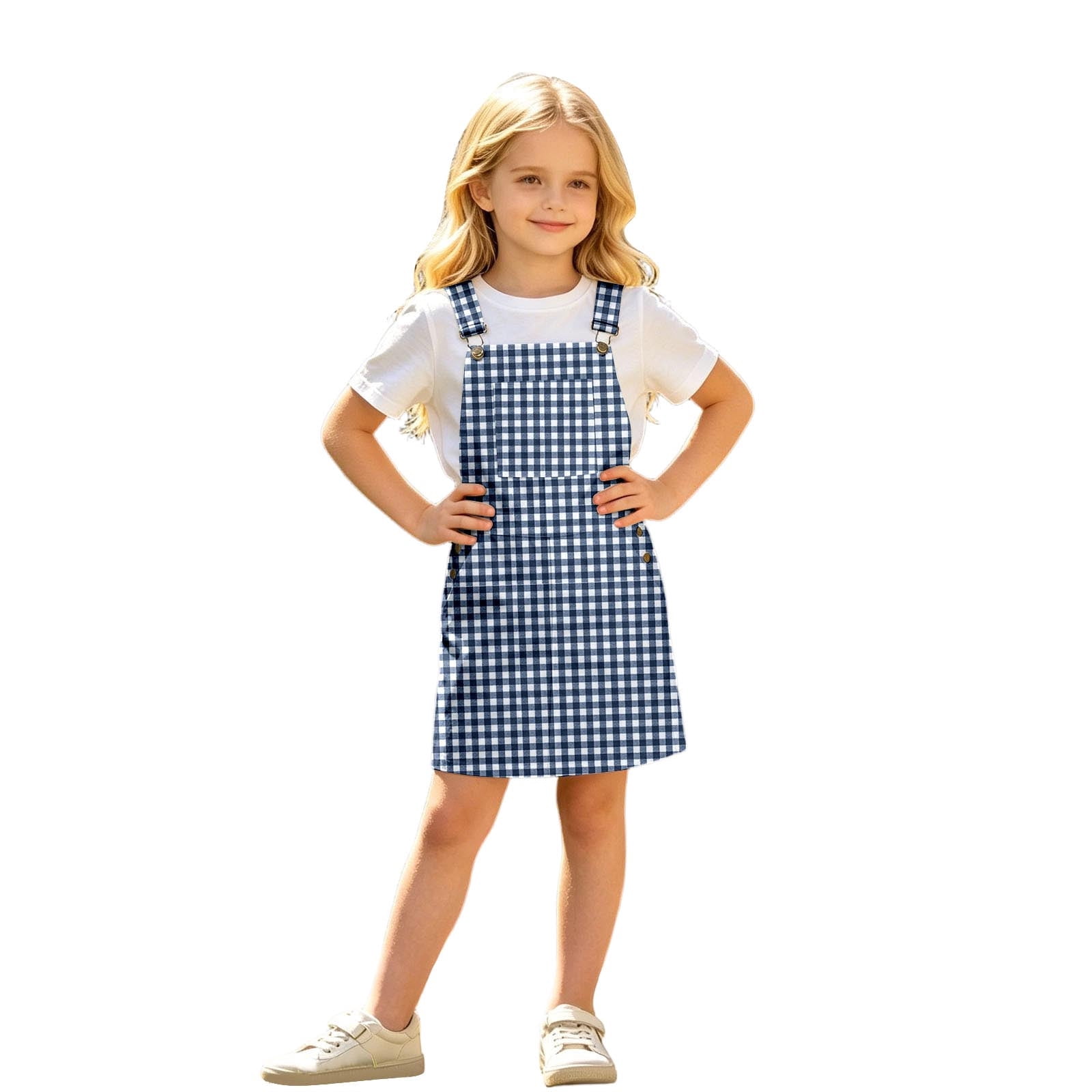 Curuila Kids Toddler Girls Suspender Dress With Pocket Plaid Print ...