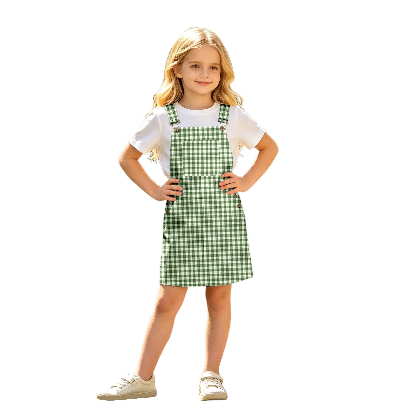 Curuila Kids Toddler Girls Suspender Dress With Pocket Plaid Print ...