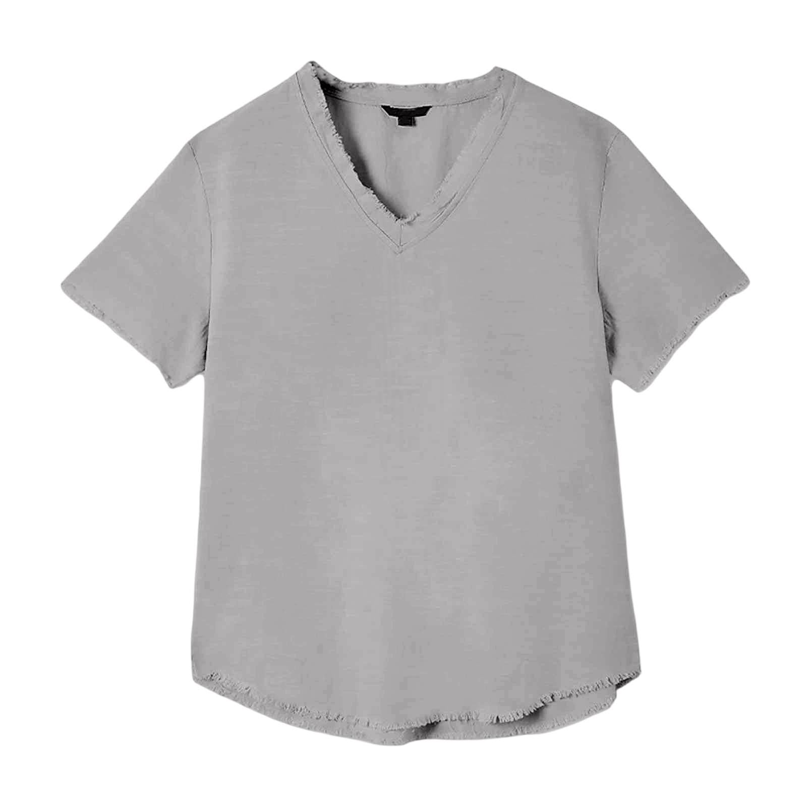 Curuila Mens Summer T Shirt Loose Fit Short Sleeve V Neck Solid Color ...