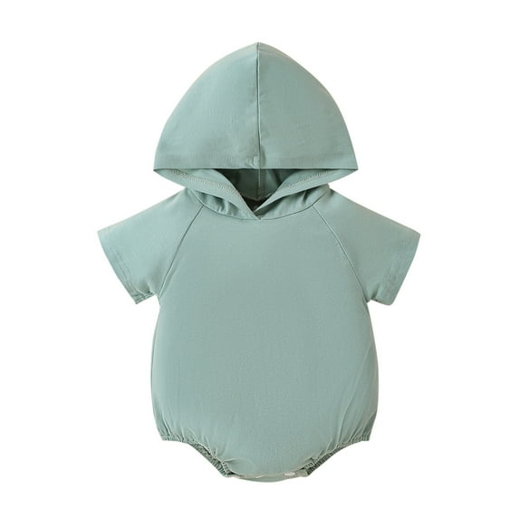 Curuila Newborn Boys Girls Romper Solid Color Short Sleeve Hooded Soft ...