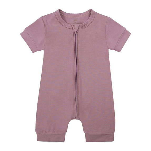 Curuila Newborn Infant Girls Boys Rompers Zipper Short Sleeve Solid ...