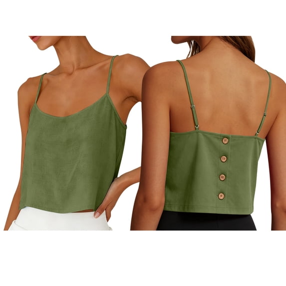 Curuila Tank Tops For Women Solid Color Sleeveless Crew Neck Summer ...