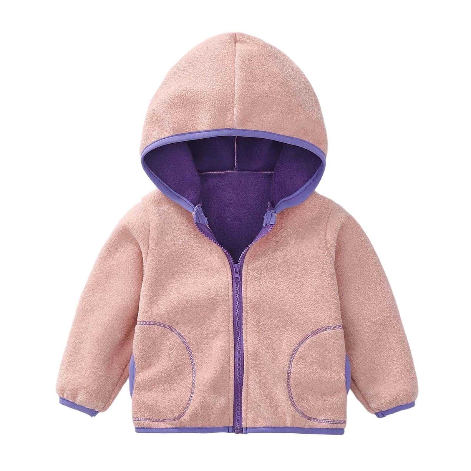 Curuila Toddler Boys Girls Coat Winter Solid Color Long Sleeve Hooded Jacket Windproof Zipper ...
