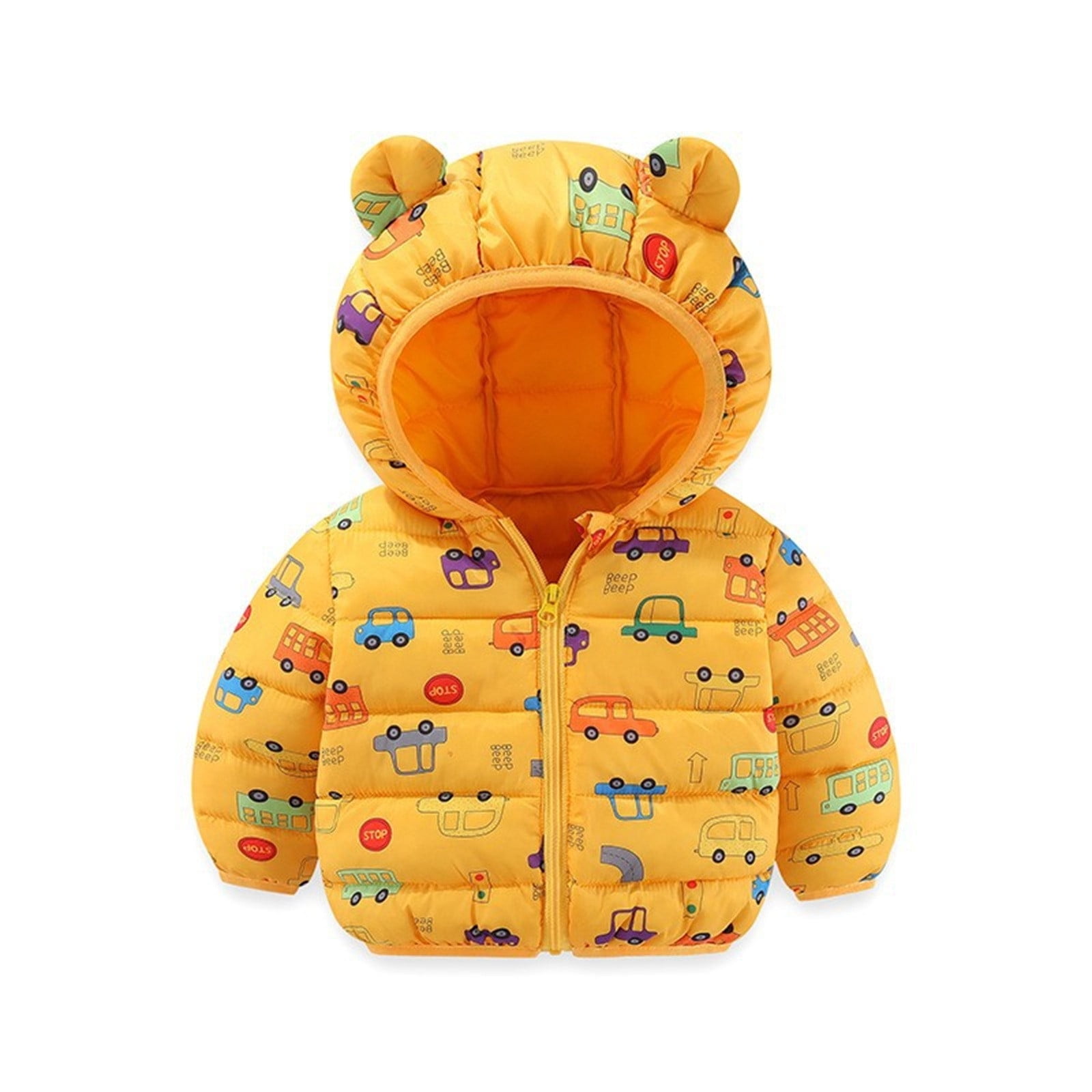 Curuila Toddler Boys Girls Coats Long Sleeve Cartoon Print Winter Warm Jacket With Zipper Hooded ...