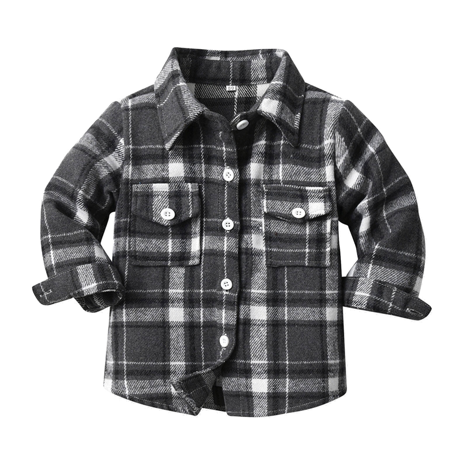 Curuila Toddler Boys Girls Coats Long Sleeve Plaid Prints Button Jacket Mid-Length Outwear Black ...