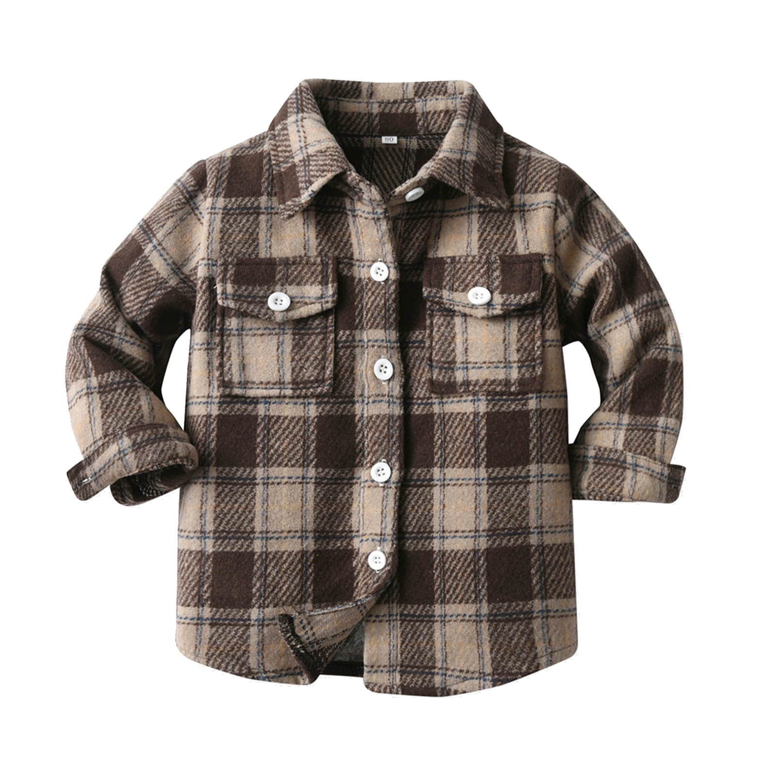 Curuila Toddler Boys Girls Coats Long Sleeve Plaid Prints Button Jacket Mid-Length Outwear ...