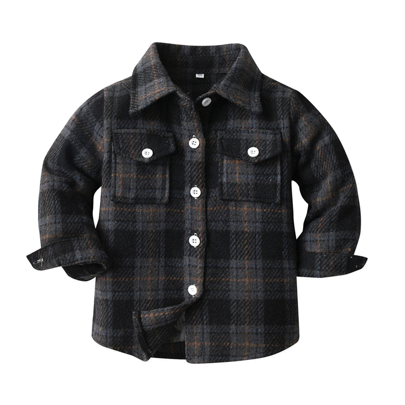 Curuila Toddler Boys Girls Coats Long Sleeve Plaid Prints Button Jacket Mid-Length Outwear Navy ...