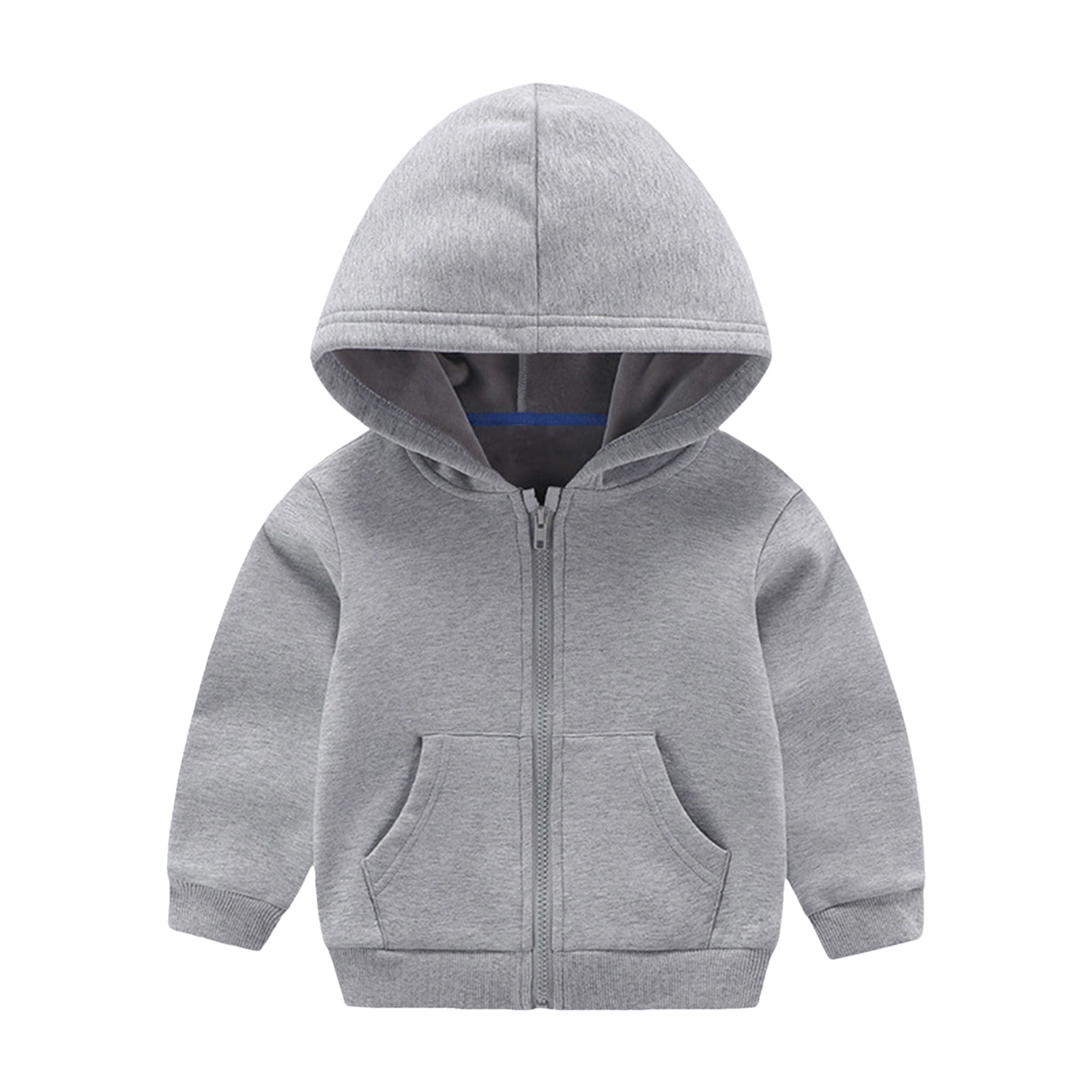 Curuila Toddler Boys Girls Coats Long Sleeve Solid Zipper Hooded Jacket Mid-Length Outwear Grey ...