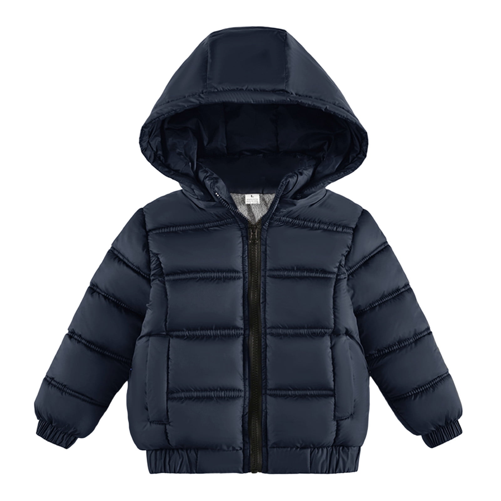 Curuila Toddler Boys Girls Coats Long Sleeve Solid Zipper Hooded Jacket Mid-Length Outwear Navy ...