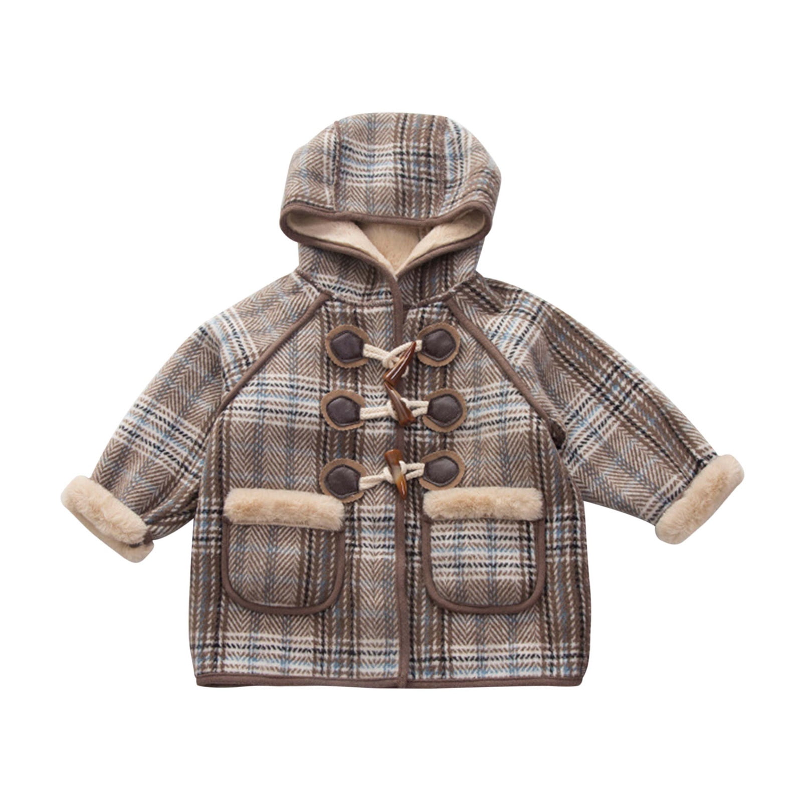 Curuila Toddler Boys Girls Coats Long Sleeve Winter Plaid Prints Jacket With Button Outwear ...