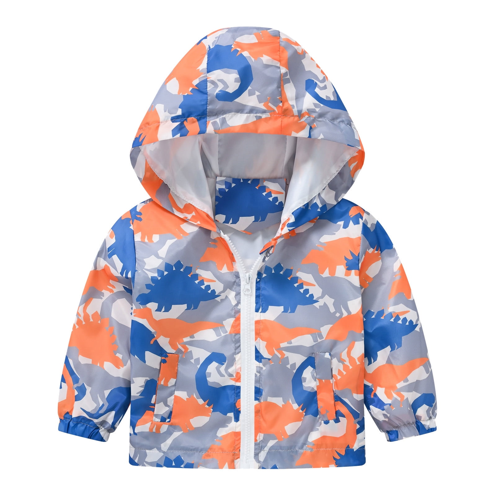 Curuila Toddler Boys Girls Coats Summer Cartoon Print Jacket With Zipper Hooded Long Sleeve Warm ...