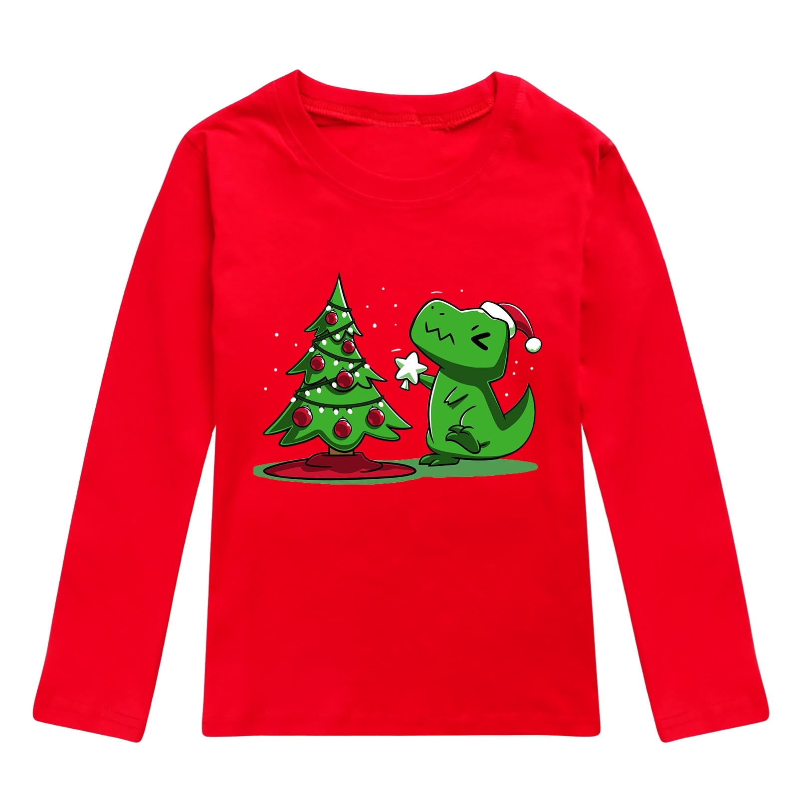 Curuila Toddler Boys Girls Tops Long Sleeve Christmas Cartoon Dinosaur Prints Crew Neck Autumn T ...