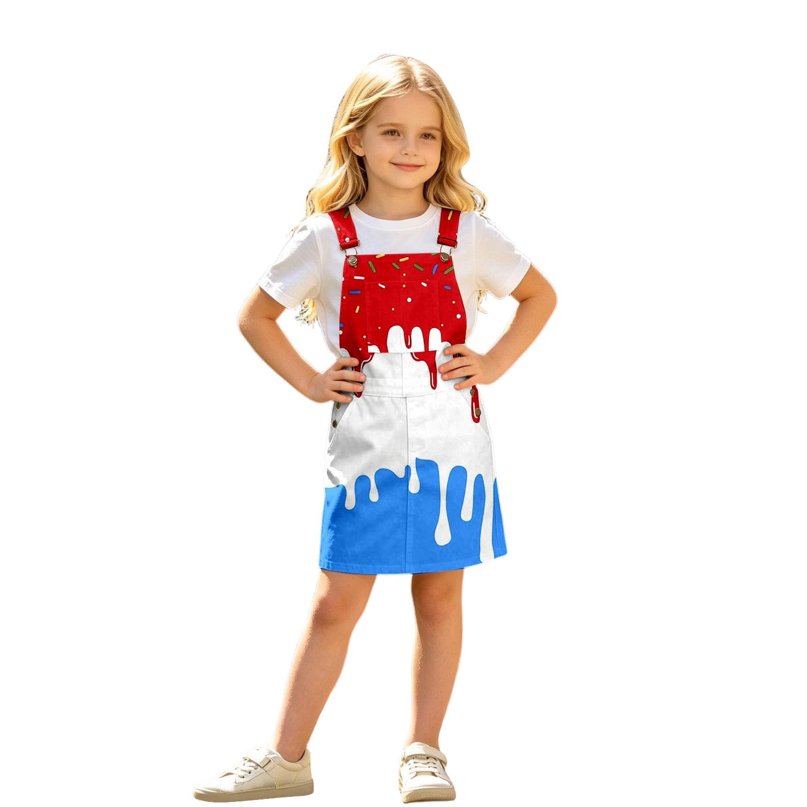 Curuila Toddler Child Girls Suspender Dress With Pocket Ice Print ...