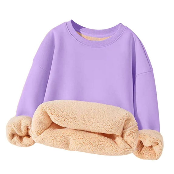 Curuila Toddler Girls Boys Pullover Long Sleeve Solid Color Crew Neck ...