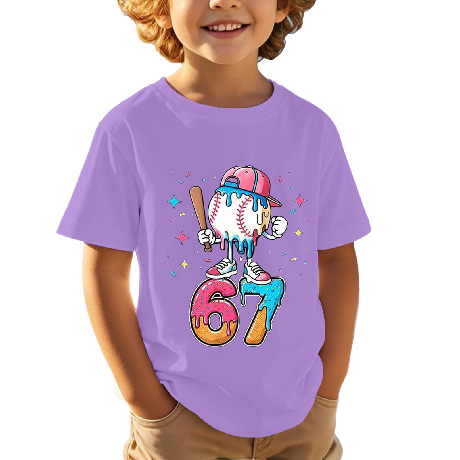 Curuila Toddler Girls Boys T Shirts Short Sleeve Letter Prints Crew ...