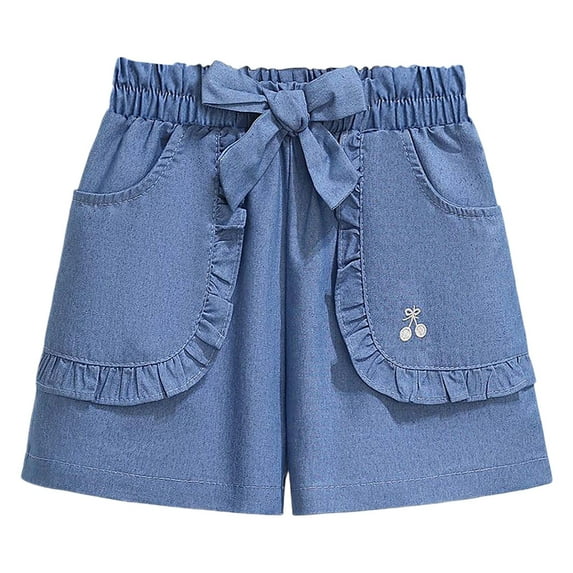 Curuila Toddler Girls Denim Shorts Elastic Waist Print Soft Breathable ...