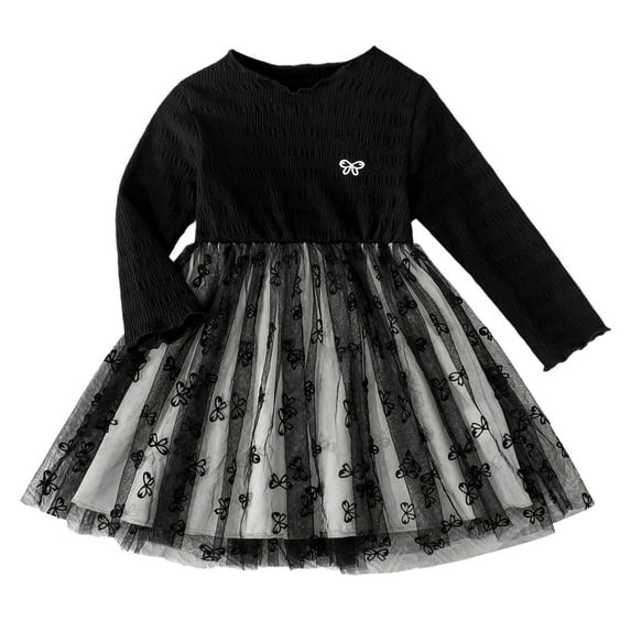 Curuila Toddler Girls Dress Long Sleeve Crew Neck Prints Dance Party ...