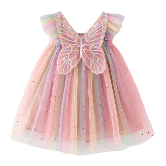 Curuila Toddler Girls Dress With Butterfly Wing Embroider Sleeveless ...