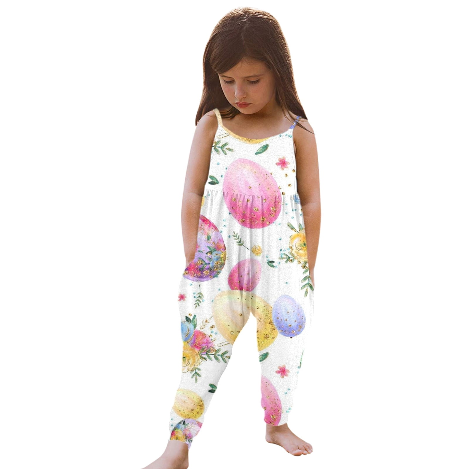 Curuila Toddler Girls Romper Easter Cute Prints Sleevelesss Crew Neck ...