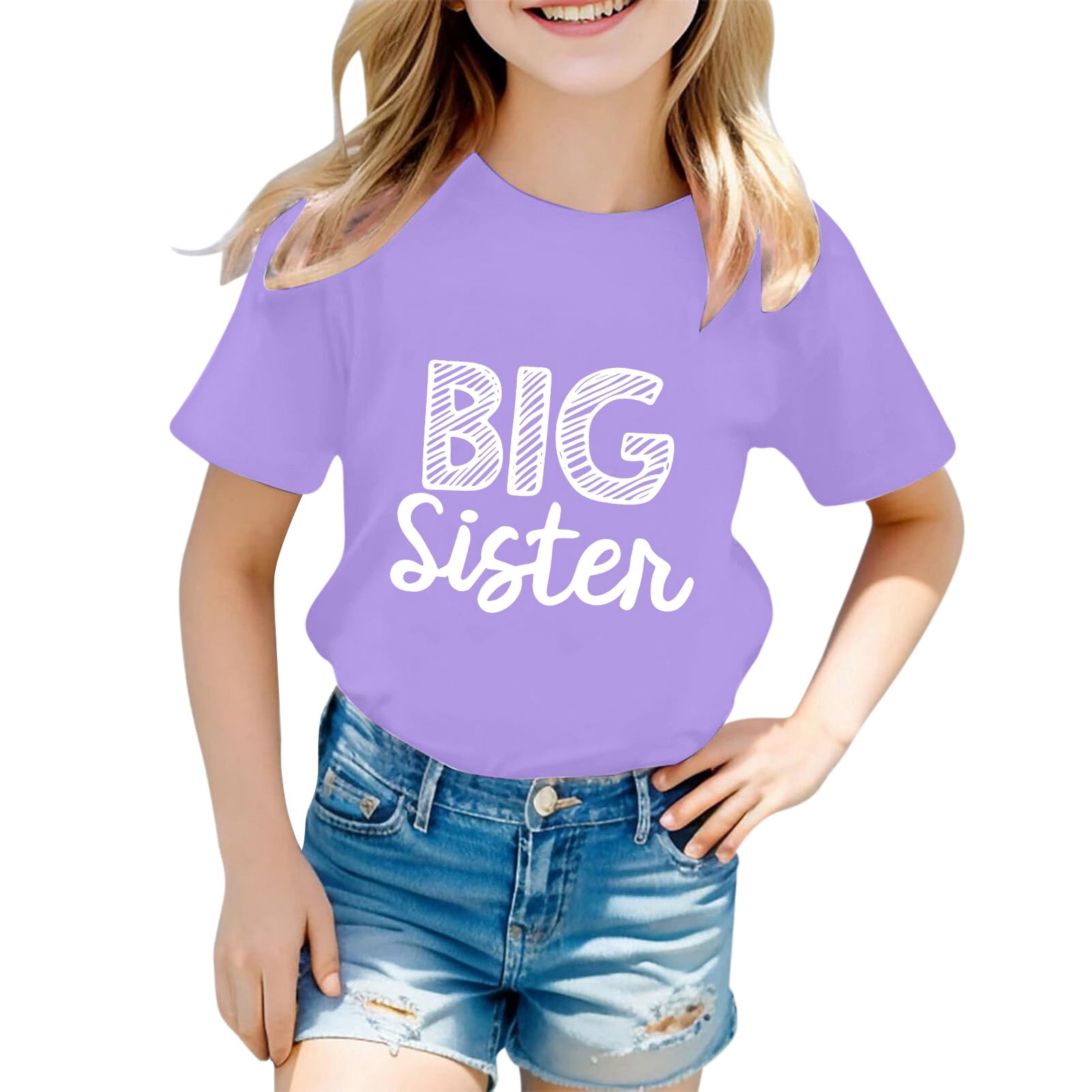 Curuila Toddler Girls T Shirt Letter Print Crew Neck Short Sleeved ...