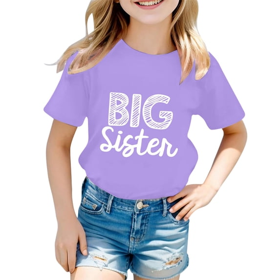 Curuila Toddler Girls T Shirt Letter Print Crew Neck Short Sleeved ...
