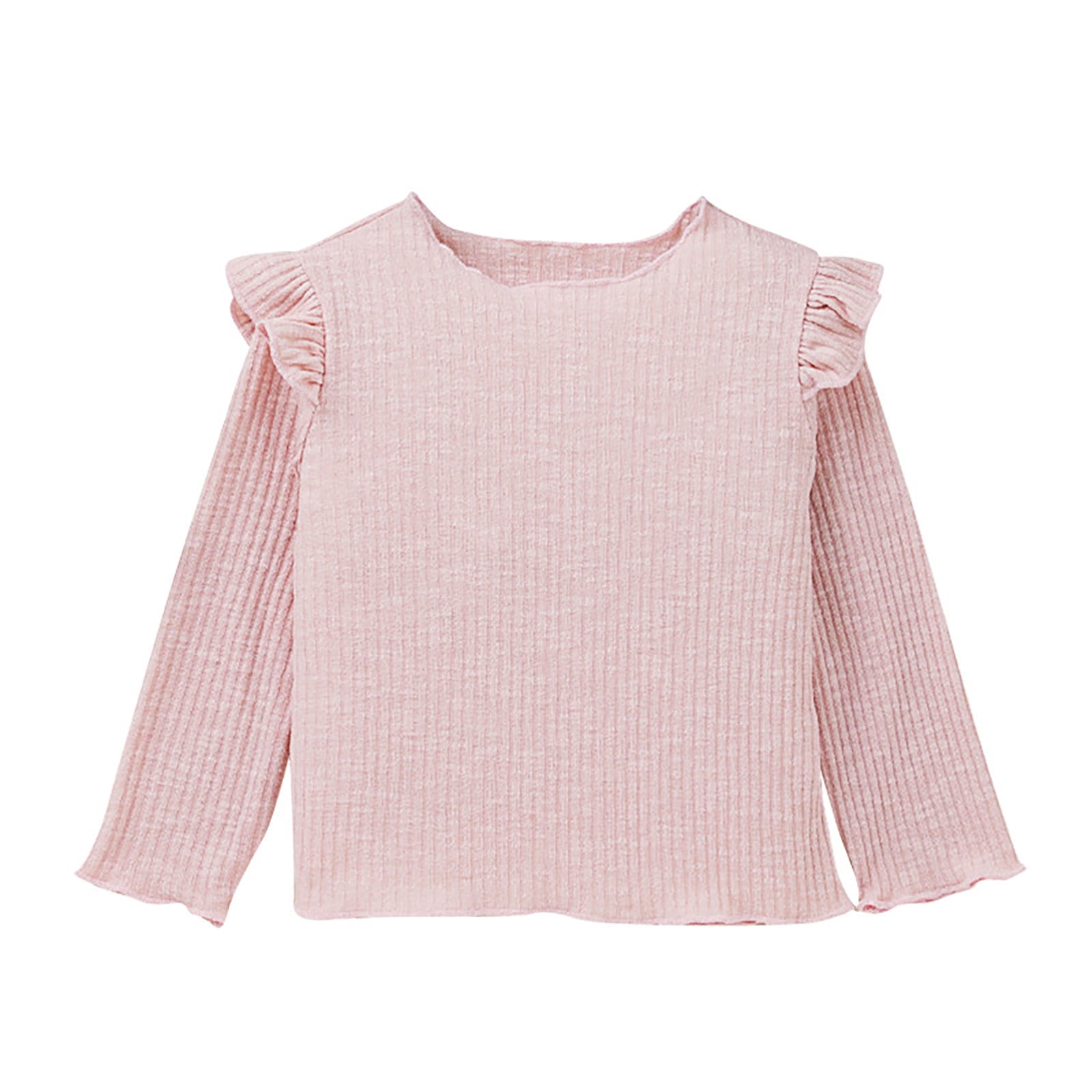 Curuila Toddler Girls Tops Solid Color Long Flying Sleeve Crew Neck ...