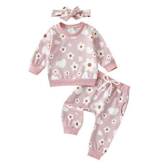 Curuila Toddler Girls Valentine'S Day Set Hearts Print Long Sleeve Crew ...