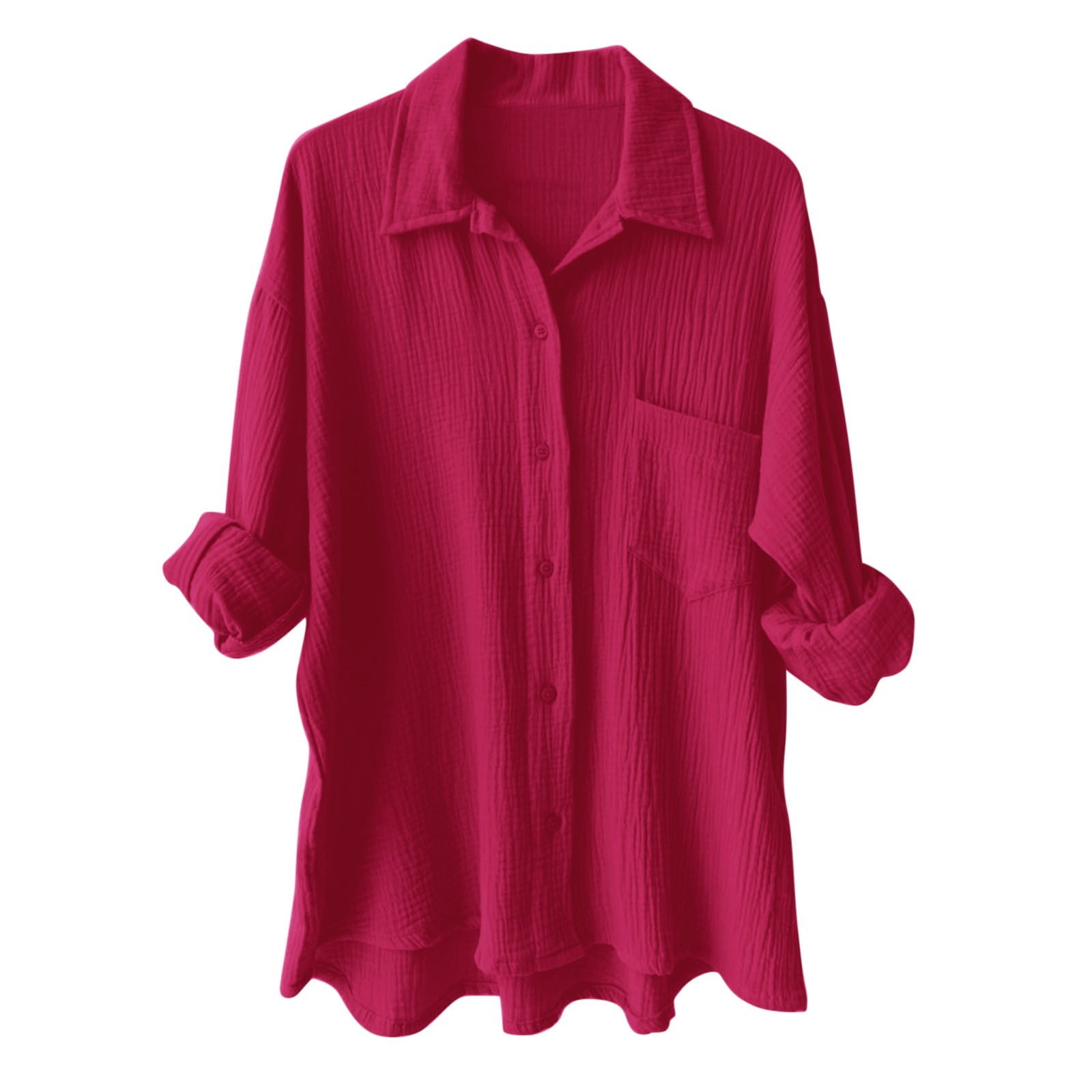Curuila Tops For Women Long Sleeve Button Down Lapel Loose Fit Solid ...