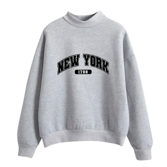 Curuila Women Sweatshirt Letter Print Long Sleeved Crew Neck Soft Warm ...