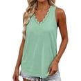 Curuila Womens Tank Tops With Lace Trim Solid Color Sleeveless V Neck ...