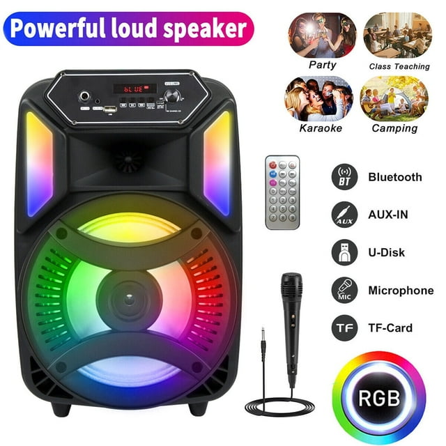 CURUK Bluetooth Portable Speaker, 25W, Black, with Microphone Remote ...
