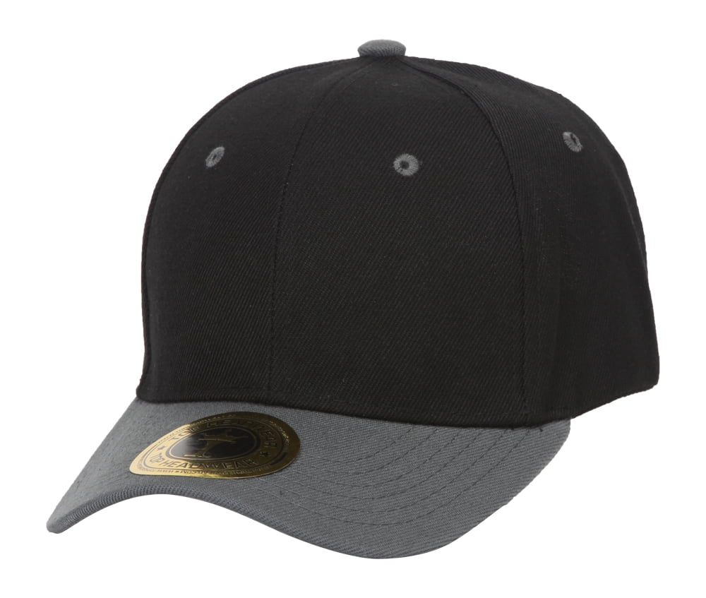 Curve Bill Adjustable Baseball Cap, Black/Silver - Walmart.com