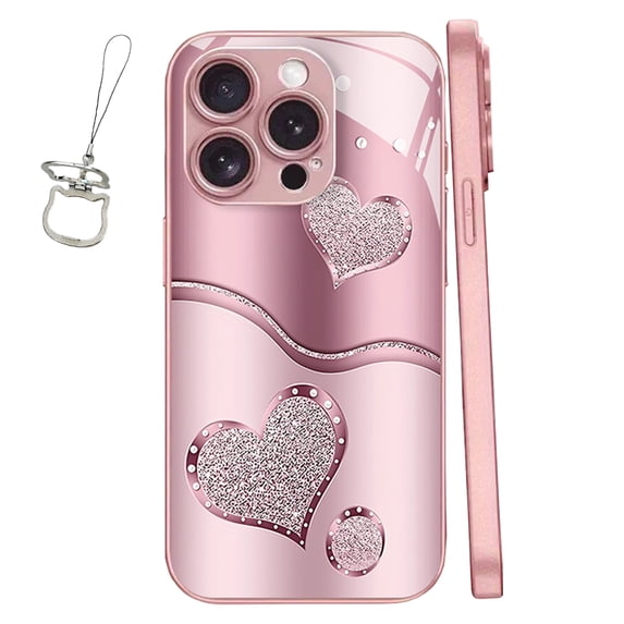 Curve Double Heart Hard Case for iPhone, Stylish Simple Curved Double ...