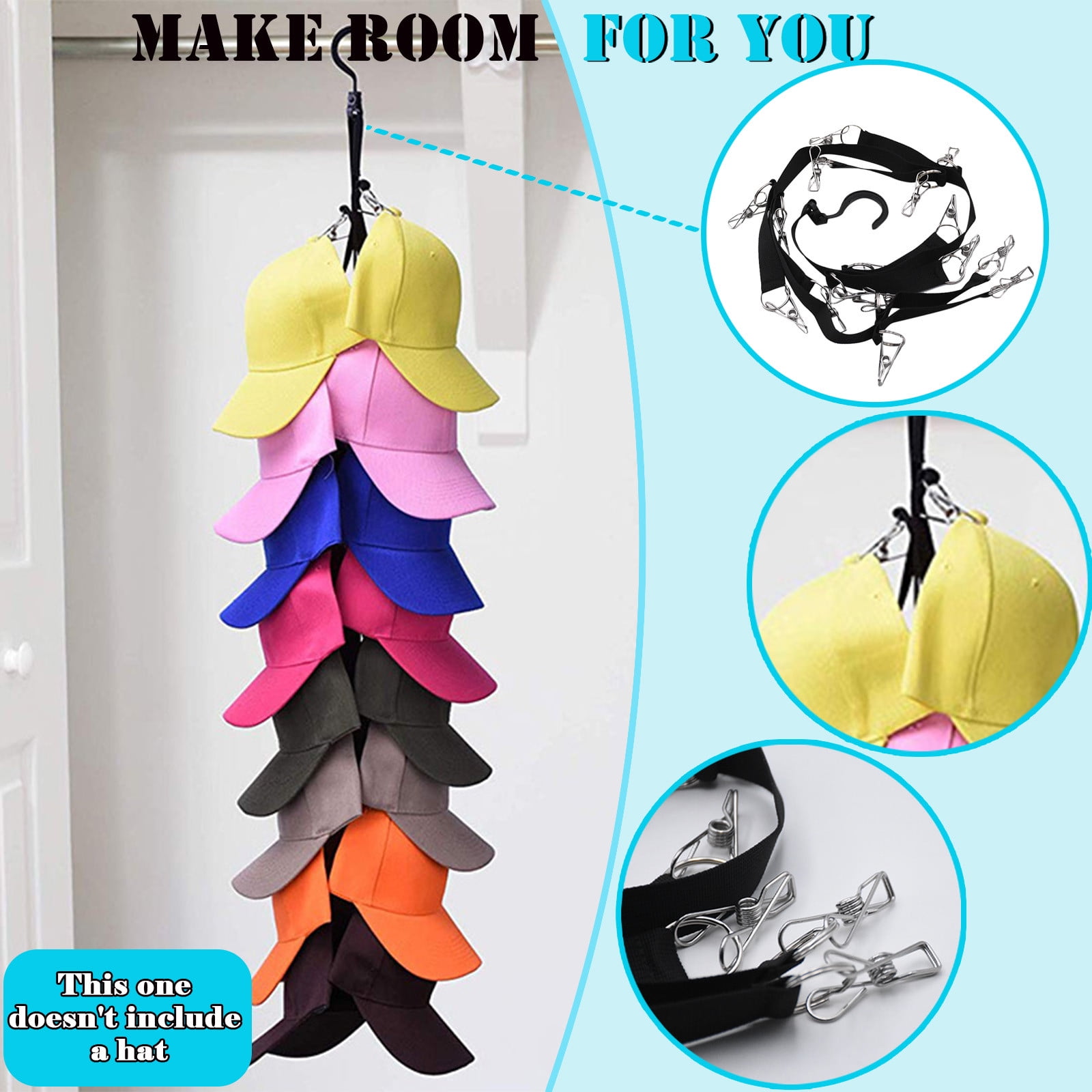 Curve Hat Organizer, Hat Organizer, Hat Rack, Over the door hooks, Over ...