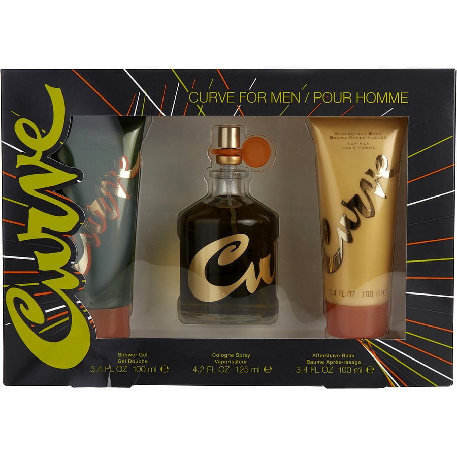 Curve Men's Cologne Fragrance Set, Body Wash, Aftershave Balm & Cologne ...