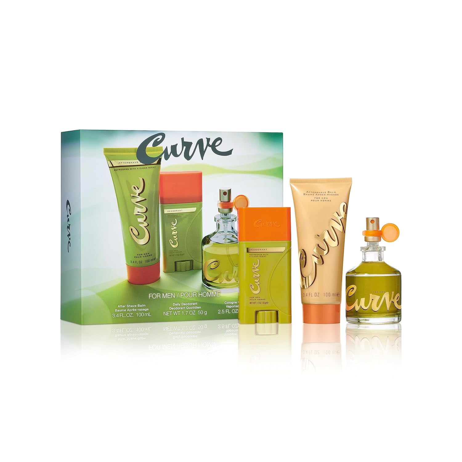 Curve Men's Cologne Fragrance Set, Deodorant, Aftershave Balm & Cologne ...