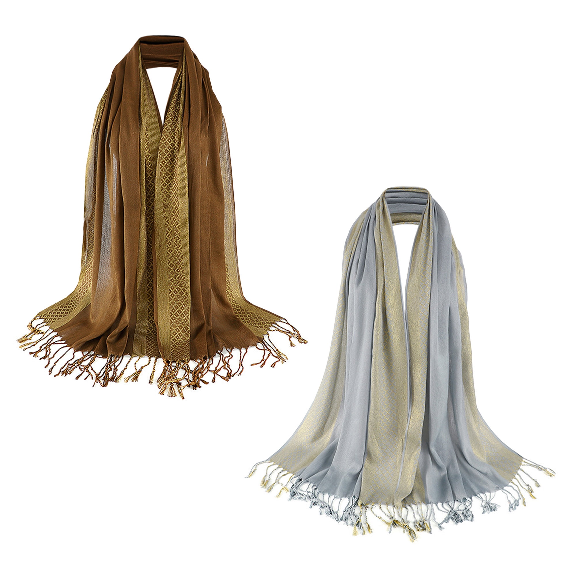 Curve Muse Sparkle Soft Long Lightweight Shawls for Women-2 Pack-Pack A ...