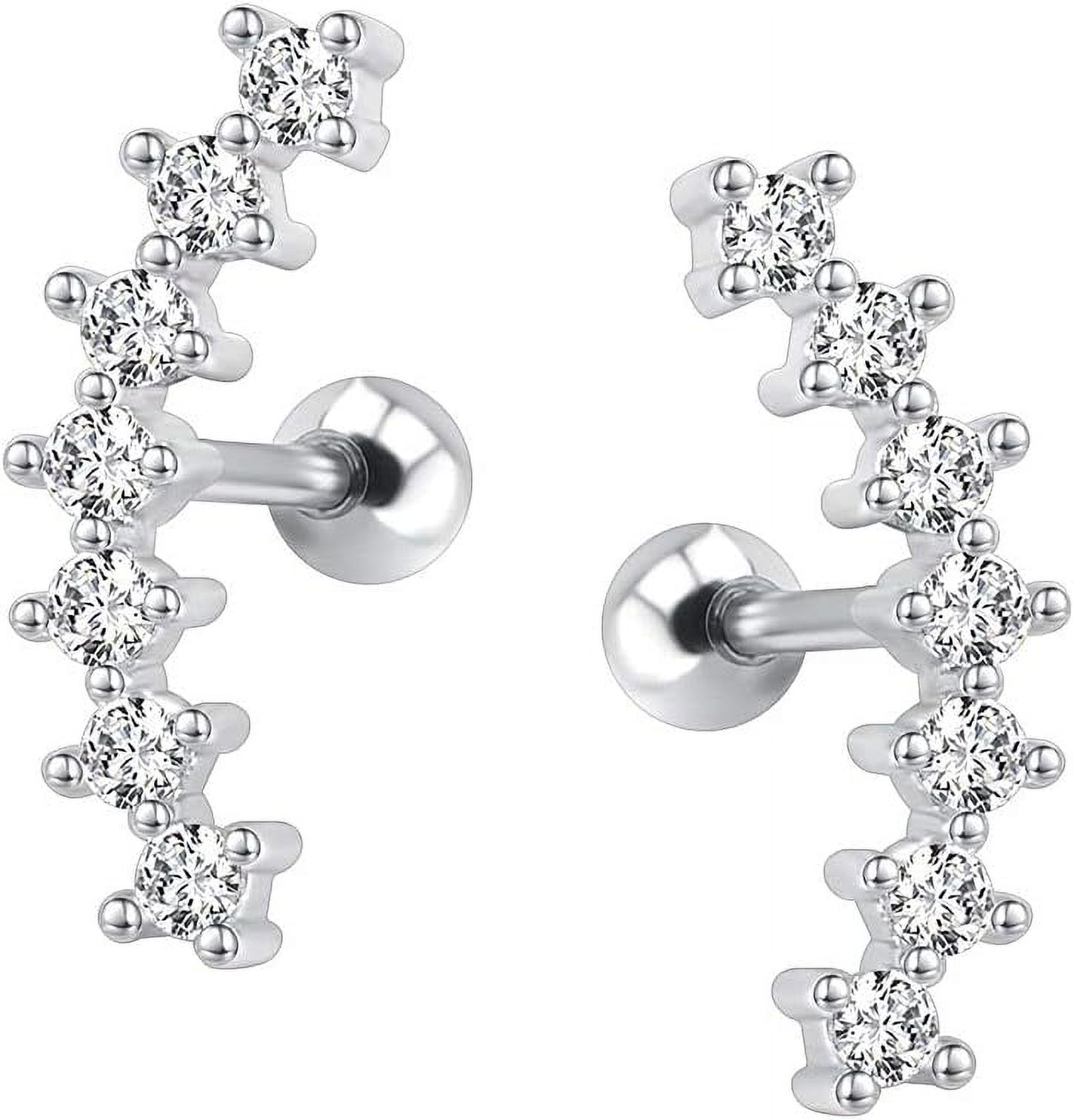 Curve Quality Seven Stud CZ Stud Earrings 316L Stainless Steel Ear ...