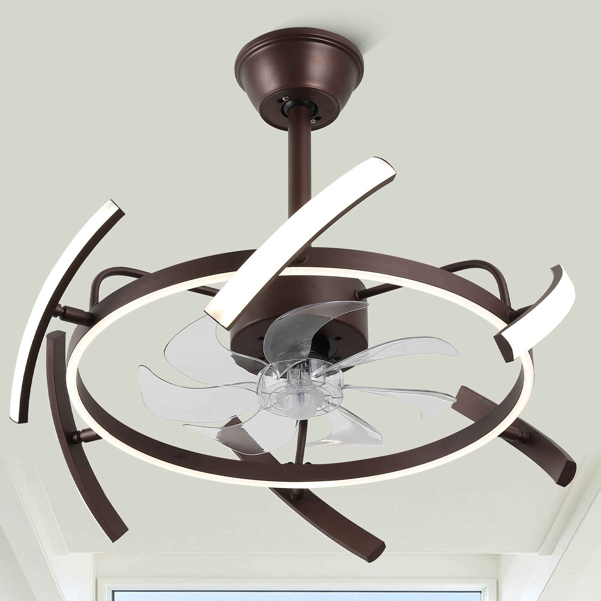 CurveCurio 24" Modern Fan Light DIY Adjustable Light, 3 Color Tone ...
