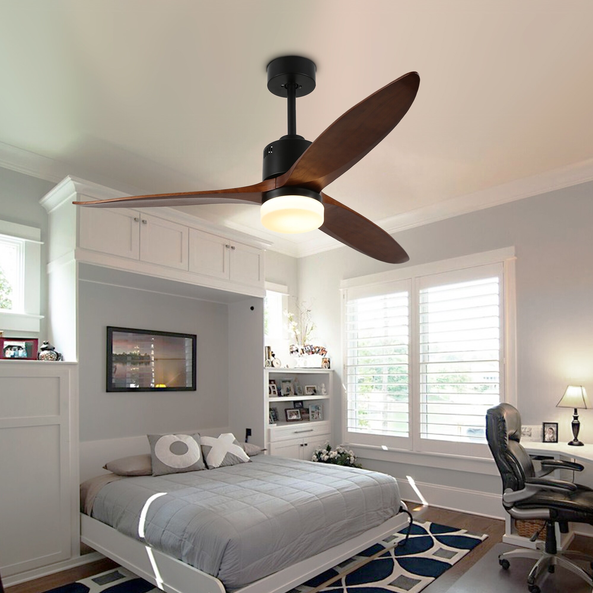 CurveCurio 52'' Indoor Classical LED Sliver Ceiling fan with LED light ...